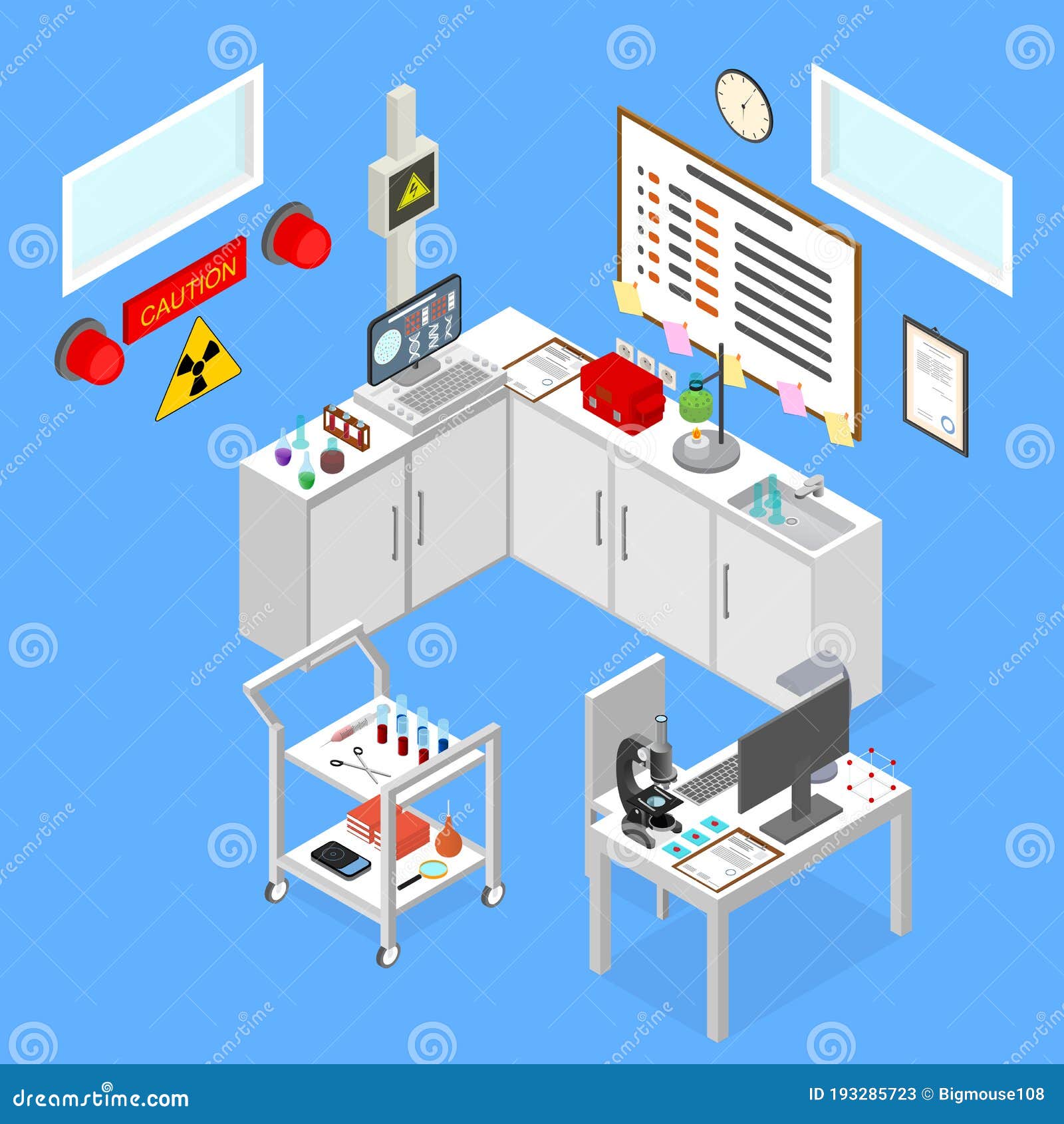 Laboratory Room with Furniture Isometric View. Vector Stock Vector ...