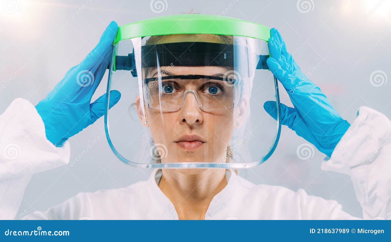 Laboratory Safety Equipment. Protective Face Shield Stock Image - Image ...
