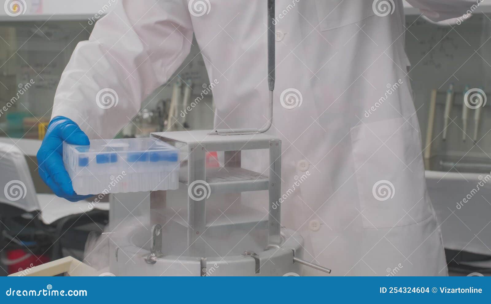Laboratory Samples are Taken from a Liquid Nitrogen Fridge Stock ...