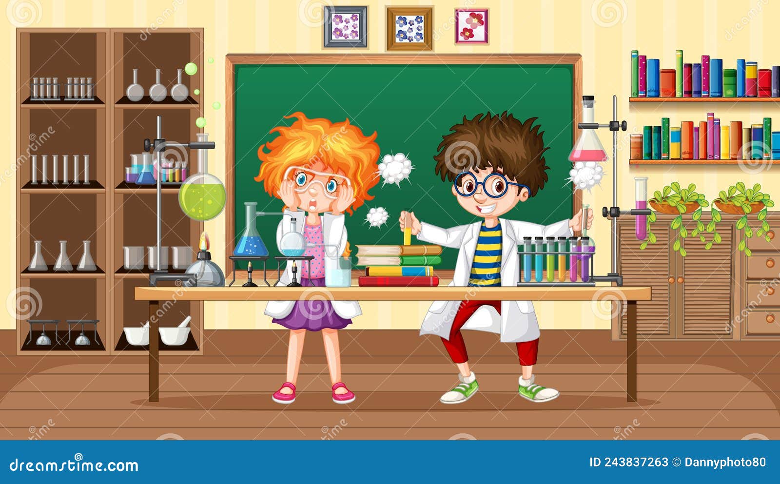 Laboratory Scene with Scientist Children Cartoon Character Stock Vector ... Laboratory Scene with Scientist Children Cartoon Character Stock Vector ...