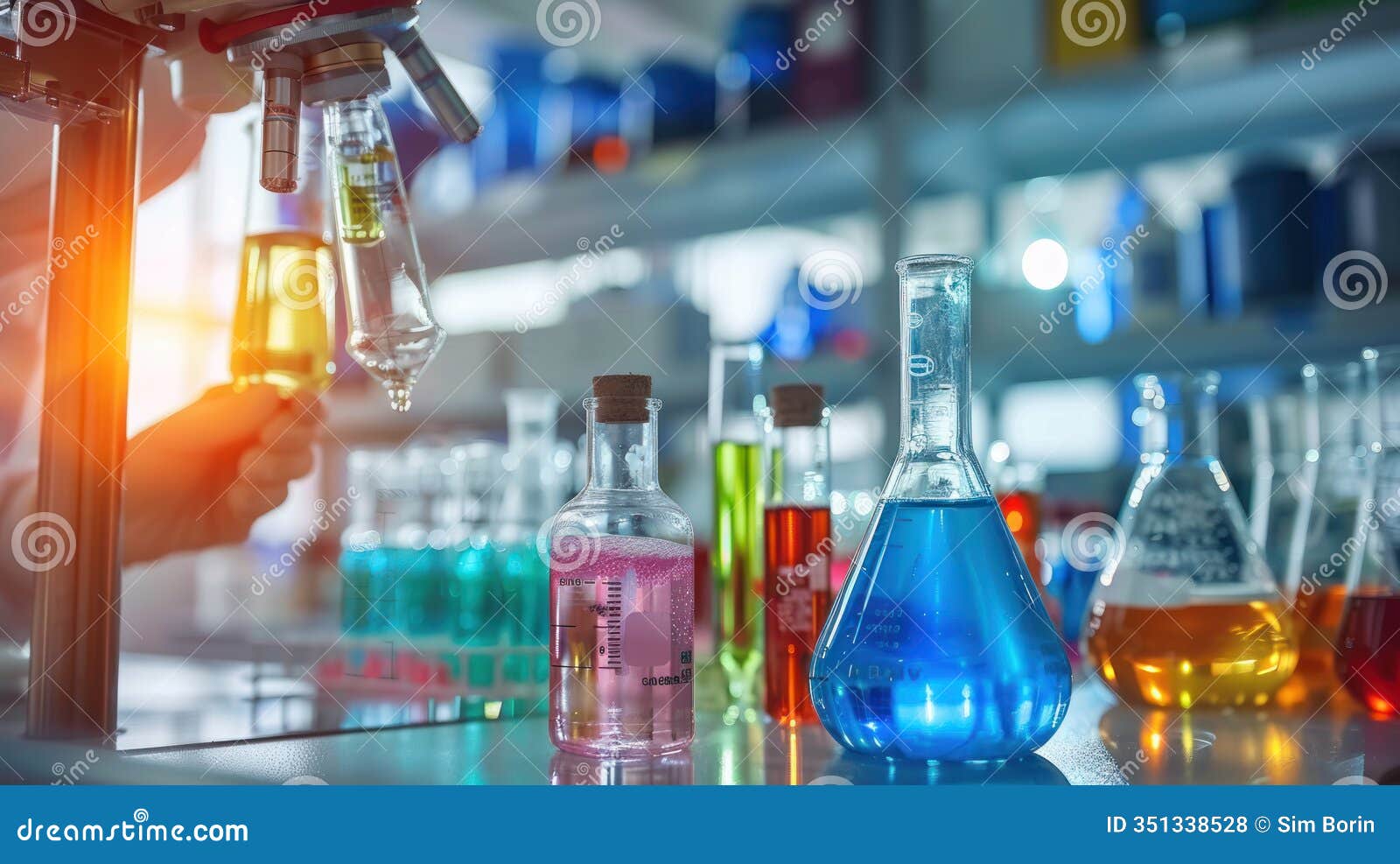 A Laboratory Scene with Scientists Working with Different Chemical ...