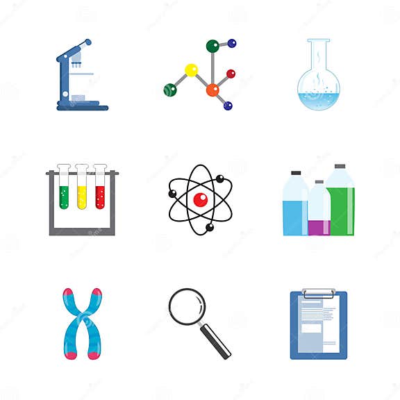 Laboratory Science Equipment Icon Set Stock Vector - Illustration of ...