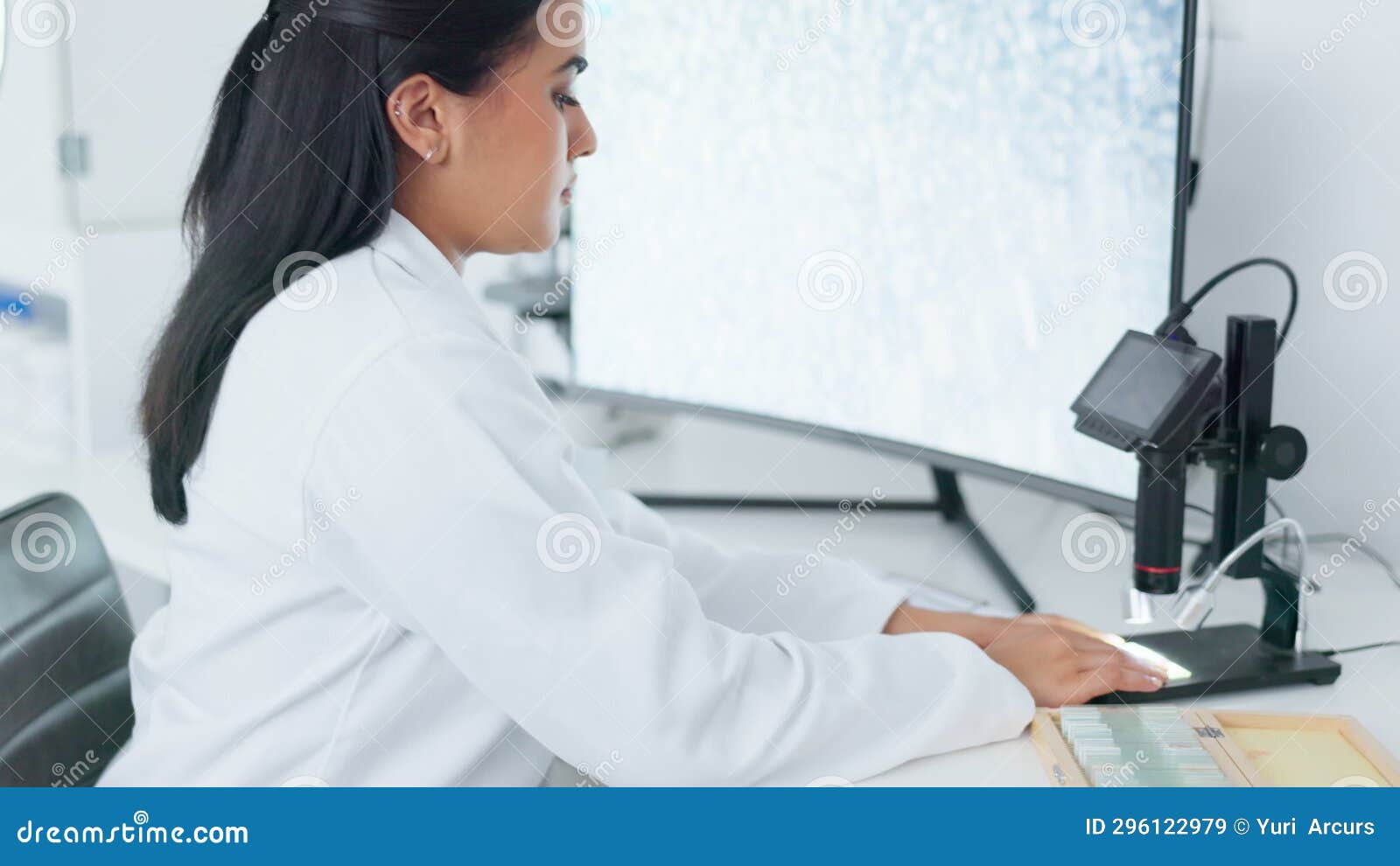 Laboratory Scientist Examining Monkeypox Virus on Computer and Using ...