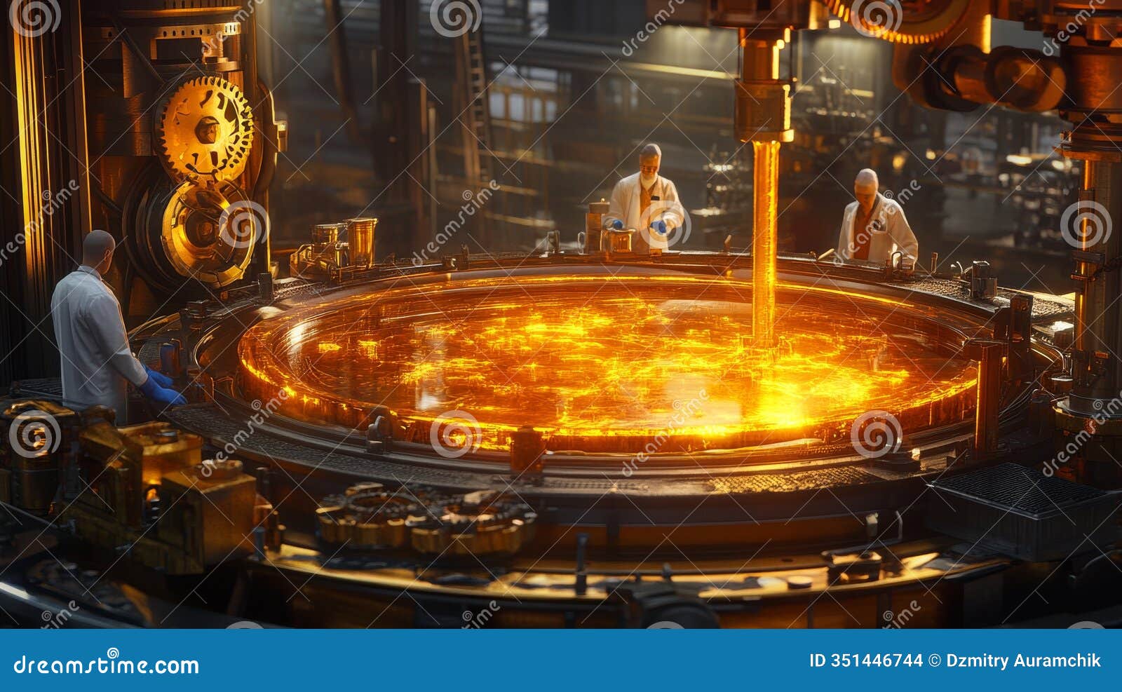 In a Laboratory, a Scientist Inspects a Semiconductor Wafer through a ...