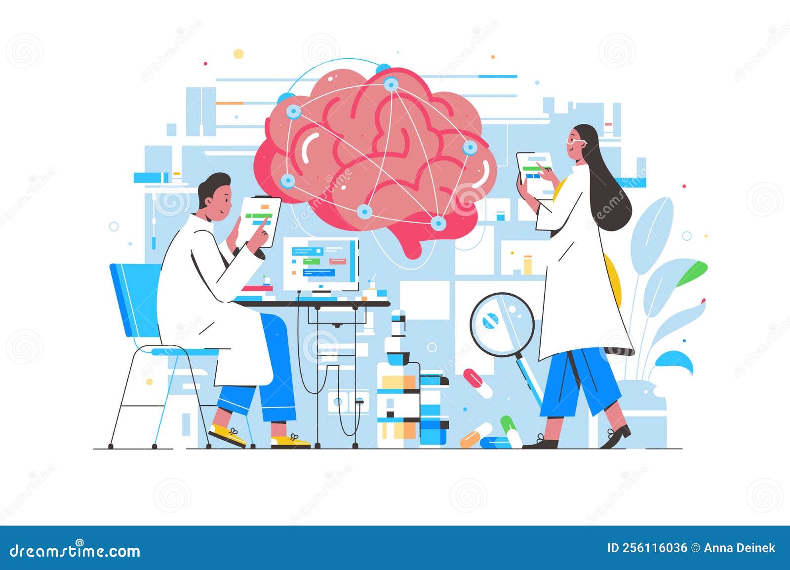 Laboratory Scientist Study Human Brain, Teamwork Healthcare Stock ...