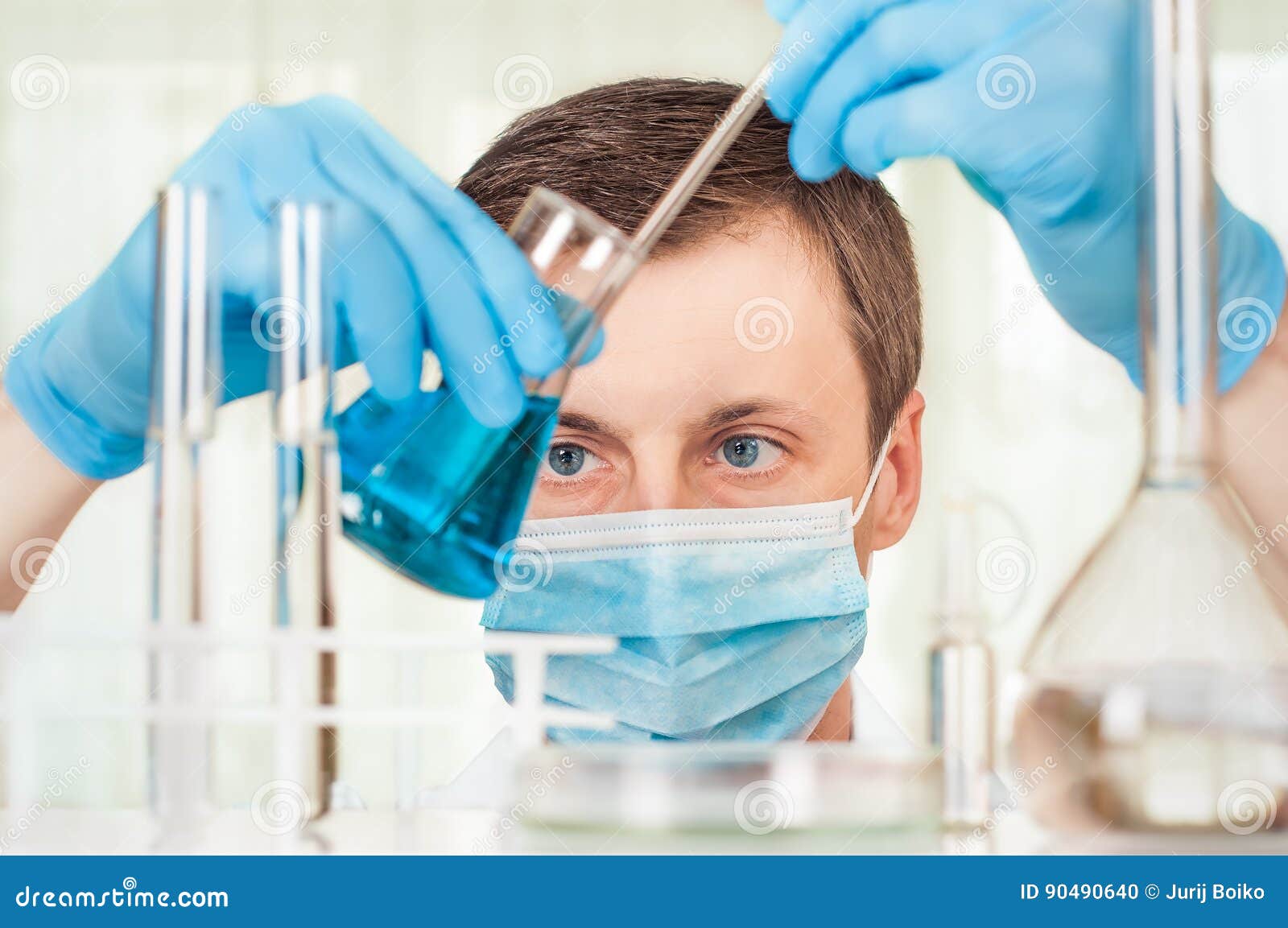 Laboratory Scientist Working at Lab with Test Tubes Stock Photo - Image ...