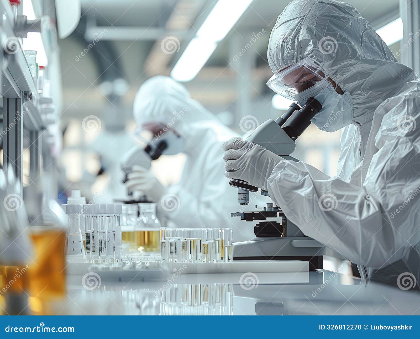 Laboratory Scientists Protective Gear Examine Samples Corn Oil ...