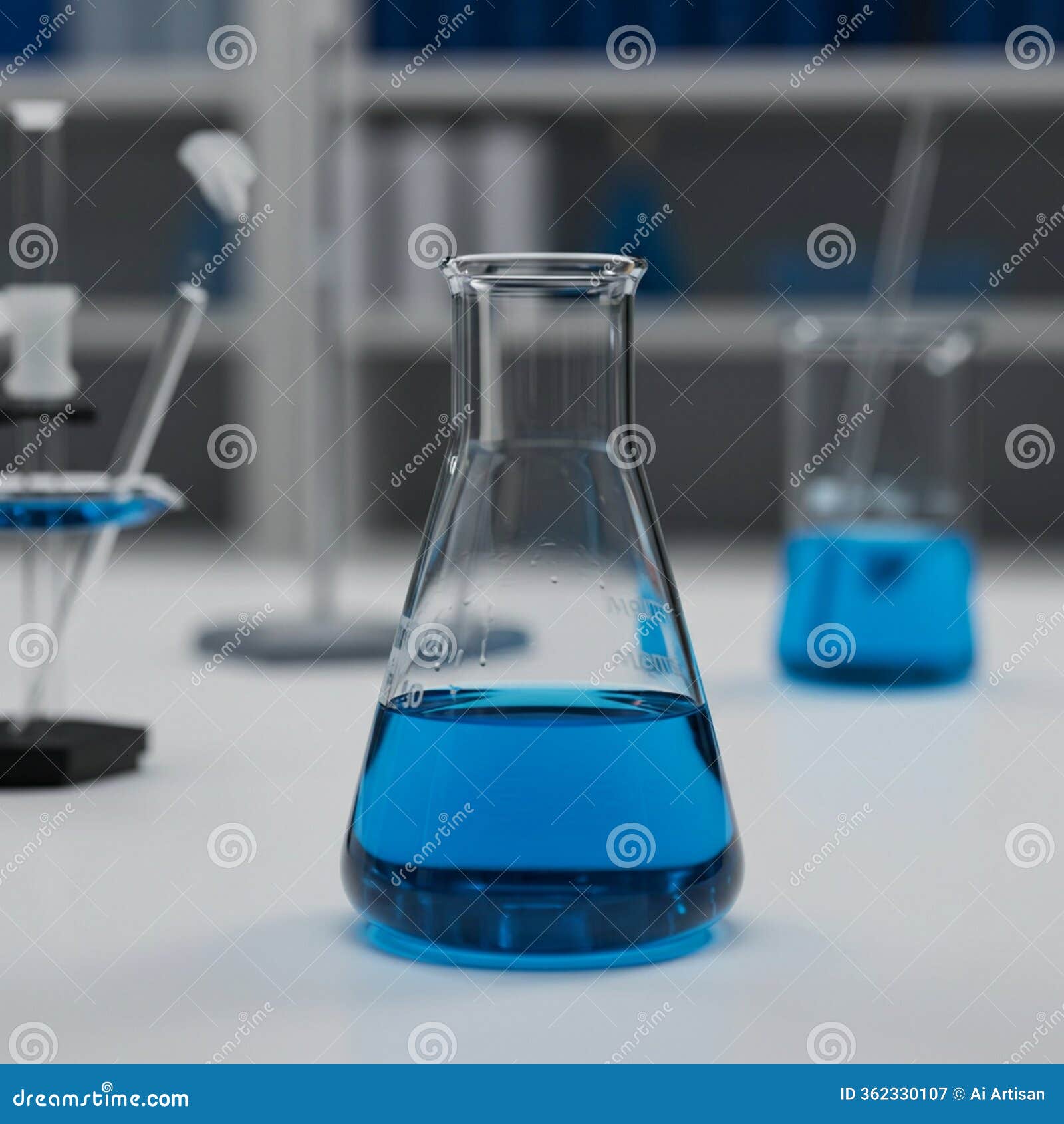 Glass Erlenmeyer Flask Filled With Green Liquid Stock Photo ...