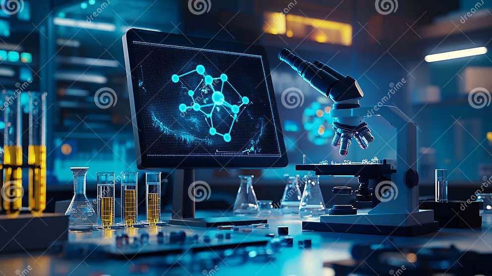 Laboratory Setup with Microscope and Scientific Equipment Stock Photo ...
