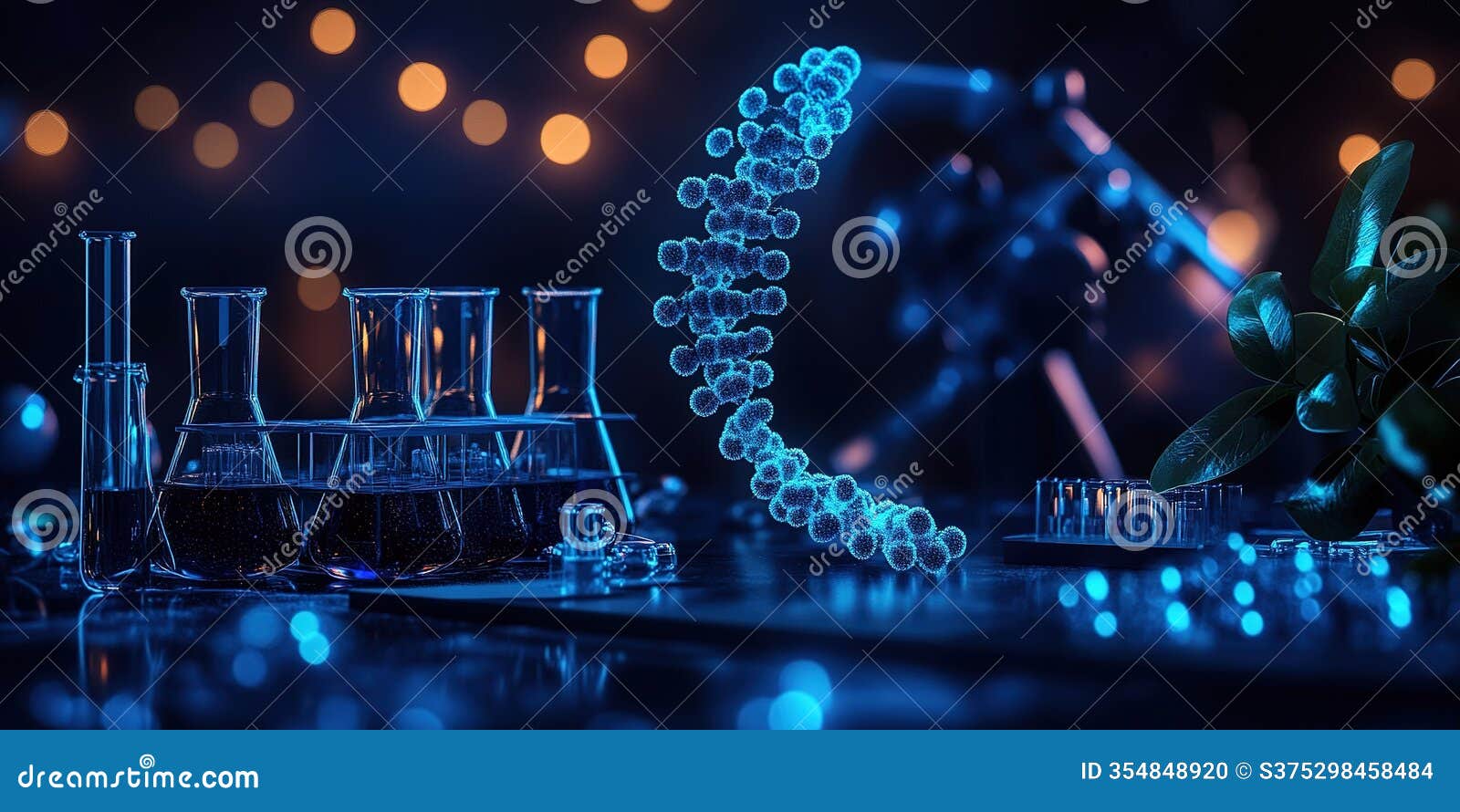 Laboratory Setup Showcases Biochemical Research with Glowing Molecular ...