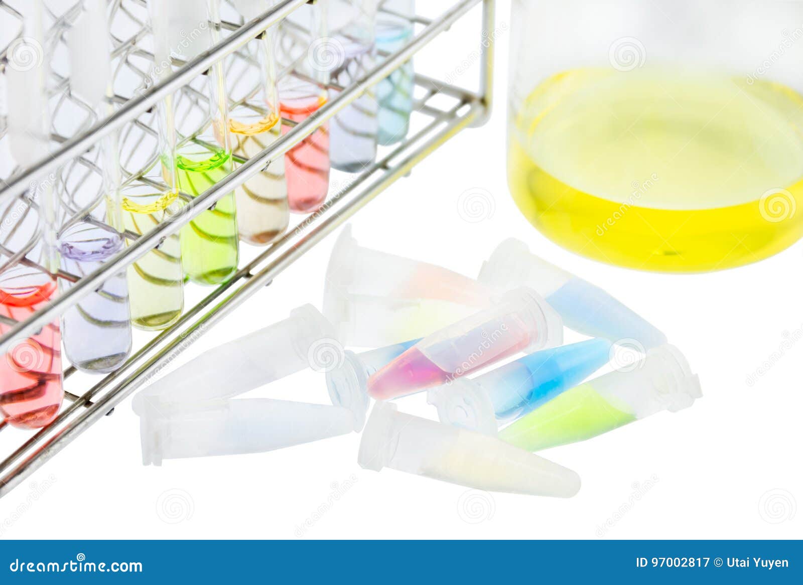 Laboratory Solution Sample in Glass Tube and Micro Tube Stock Image ...