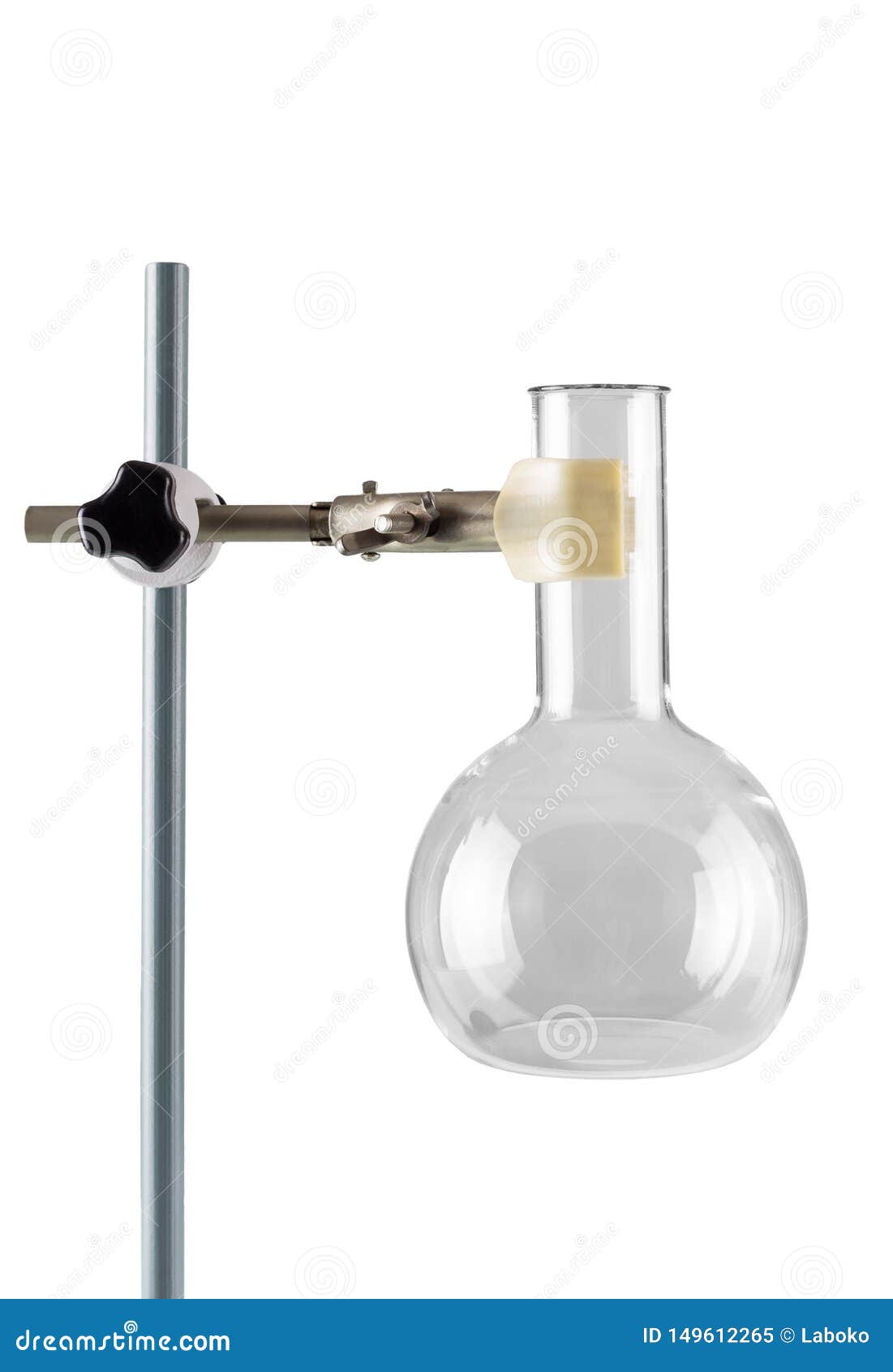Laboratory Stand with a Foot, Empty Round Flask with Flat Bottom ...