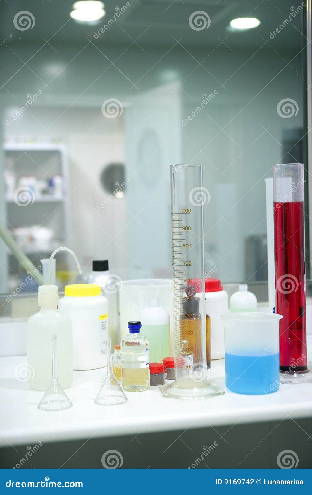 Laboratory Stuff, Glass Cylinder, Colorful Liquids Stock Photo - Image ...