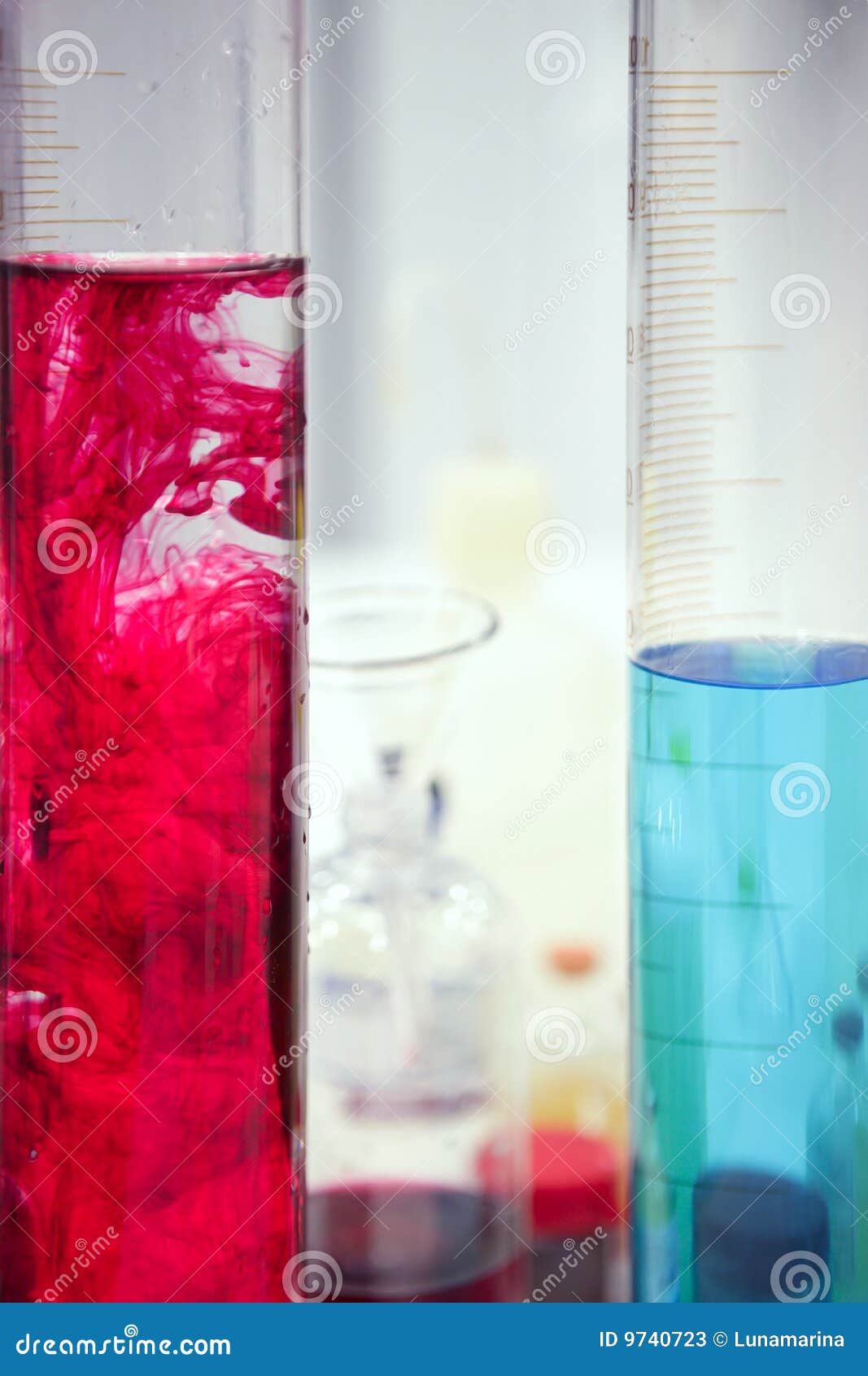 Laboratory Stuff, Glass Cylinder, Colorful Liquids Stock Image - Image ...