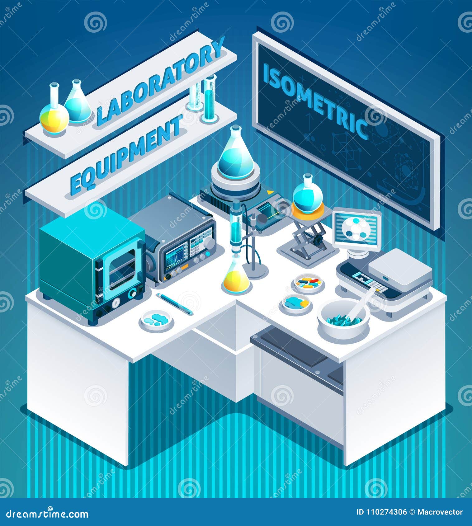 Laboratory Table Isometric Composition Stock Vector - Illustration of ...