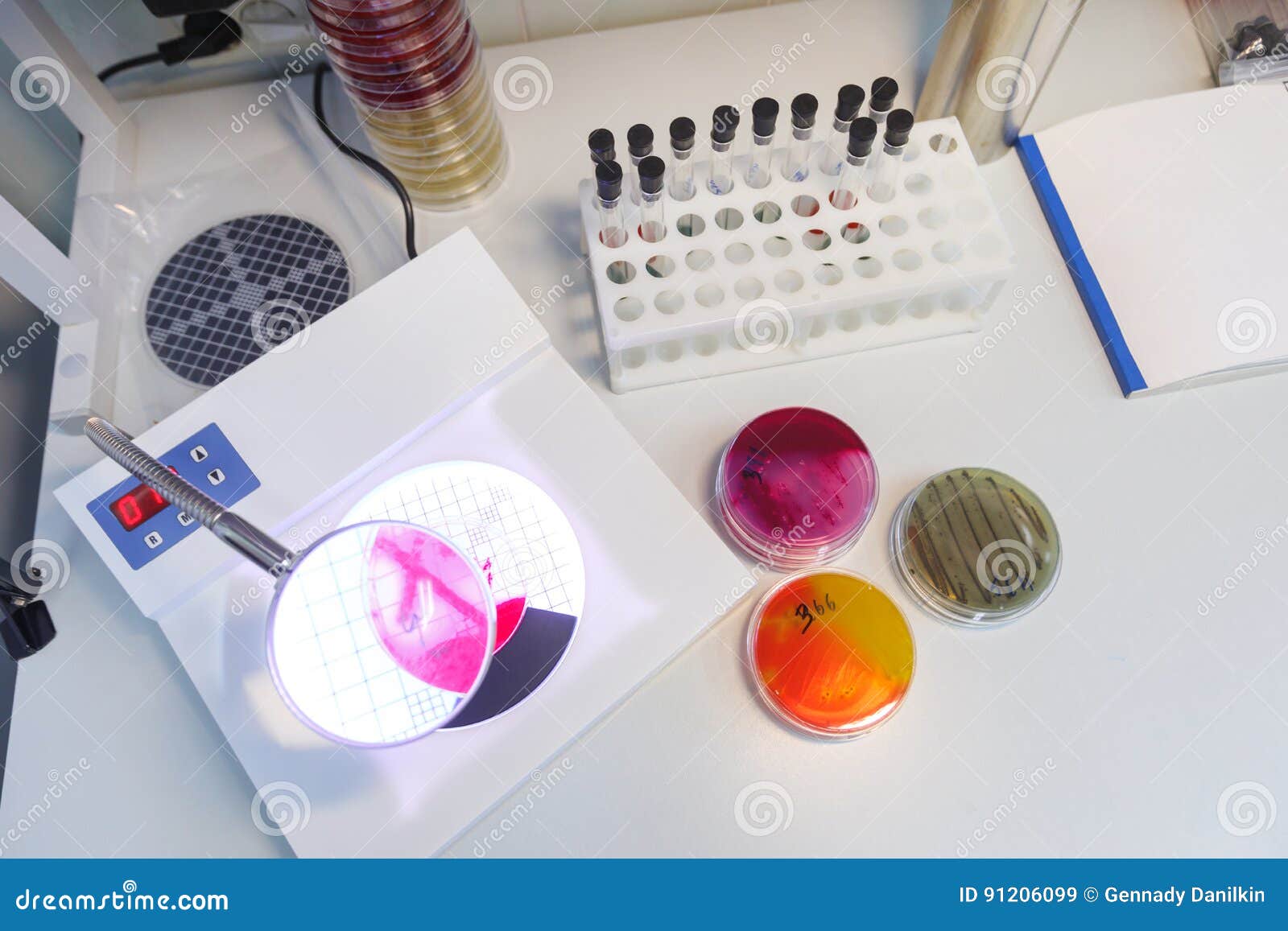 Laboratory table top view stock image. Image of facility - 91206099