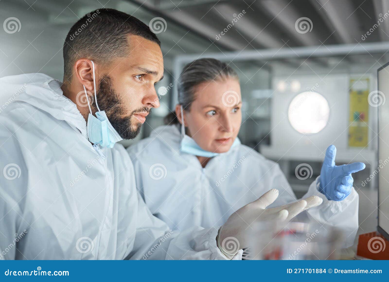 Laboratory, Teamwork and Hands with Science Worker in Collaboration at ...