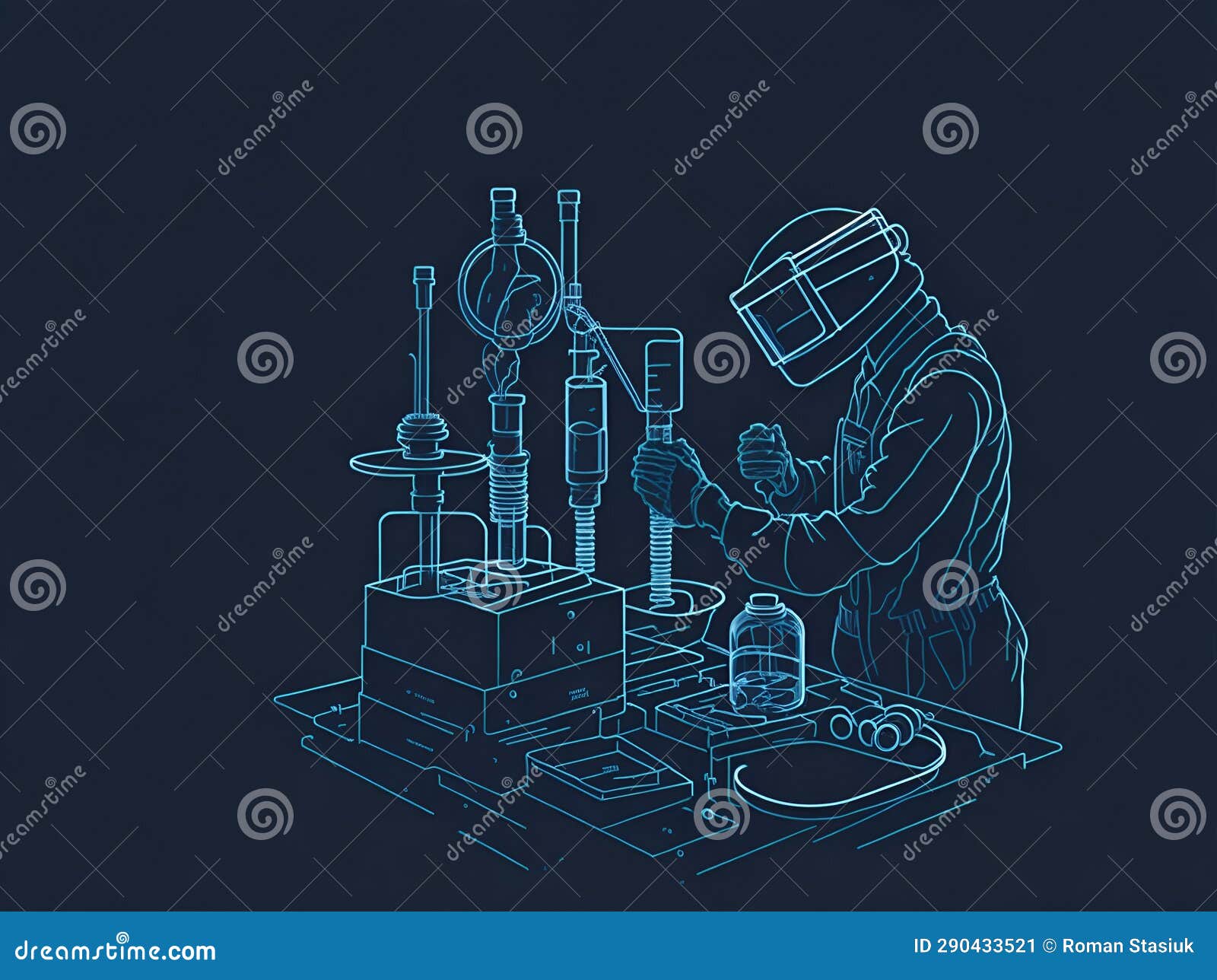 Laboratory Technician Assembling a Complex Apparatus for a Cutting-edge ...