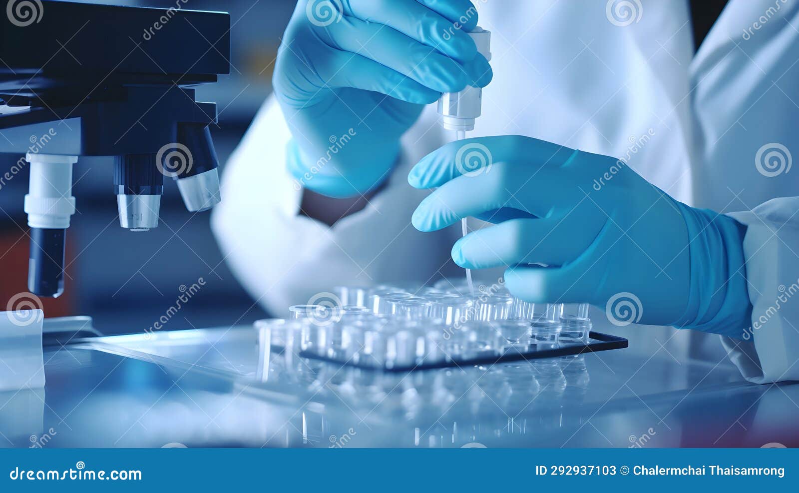 Laboratory Technician Assistant Analyzes Various Experimental Samples ...