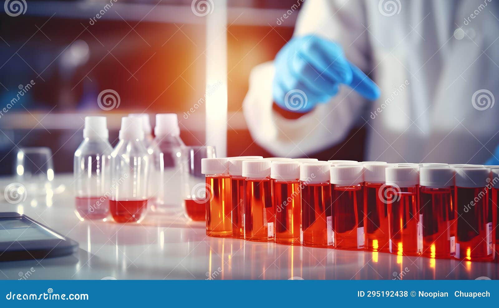 Laboratory Technician Assistant Analyzes Various Experimental Samples, Closeup by Generative AI ...