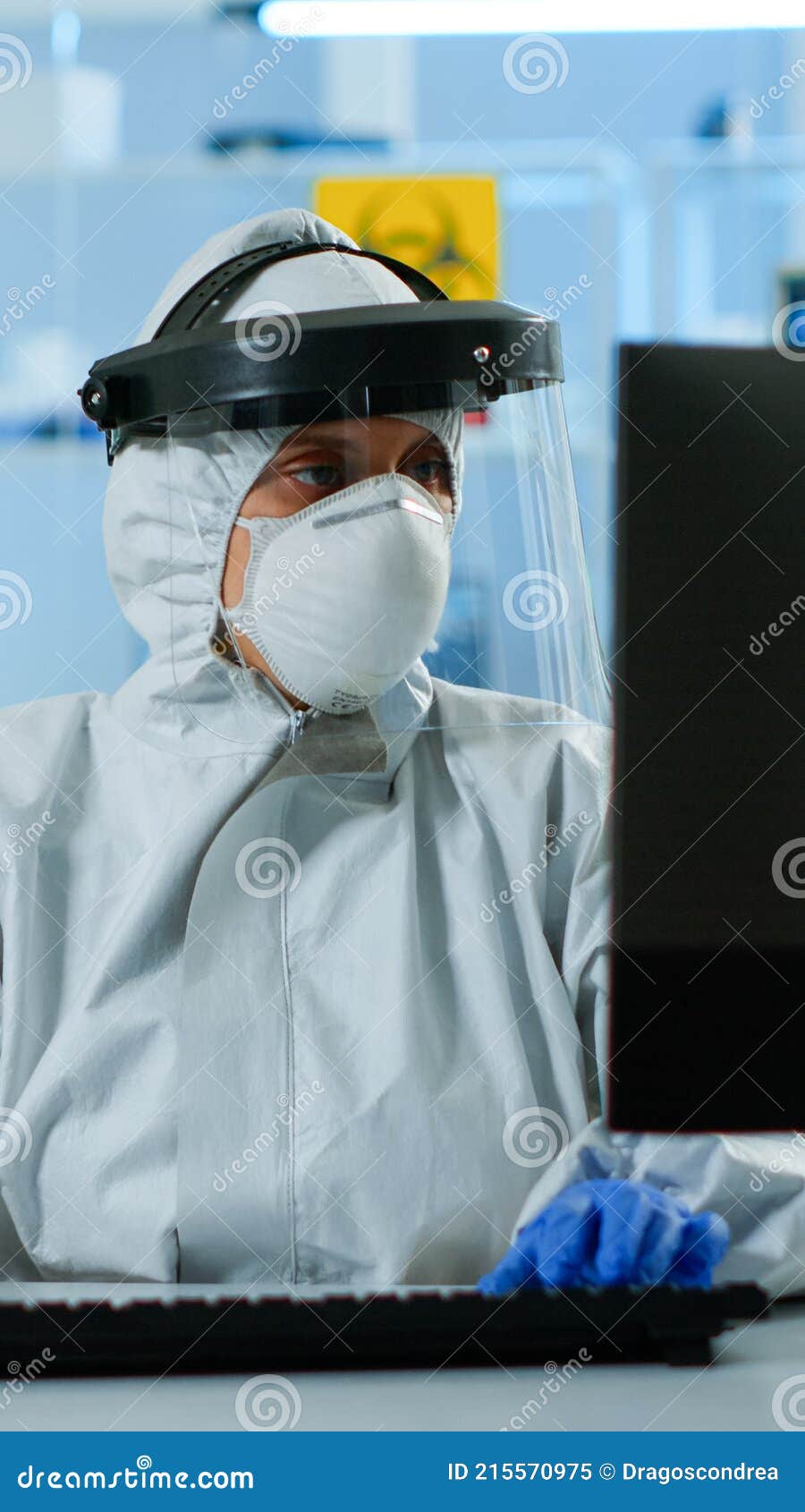 Laboratory Technician Assistant in Ppe Suit Analyzing Blood Sample ...