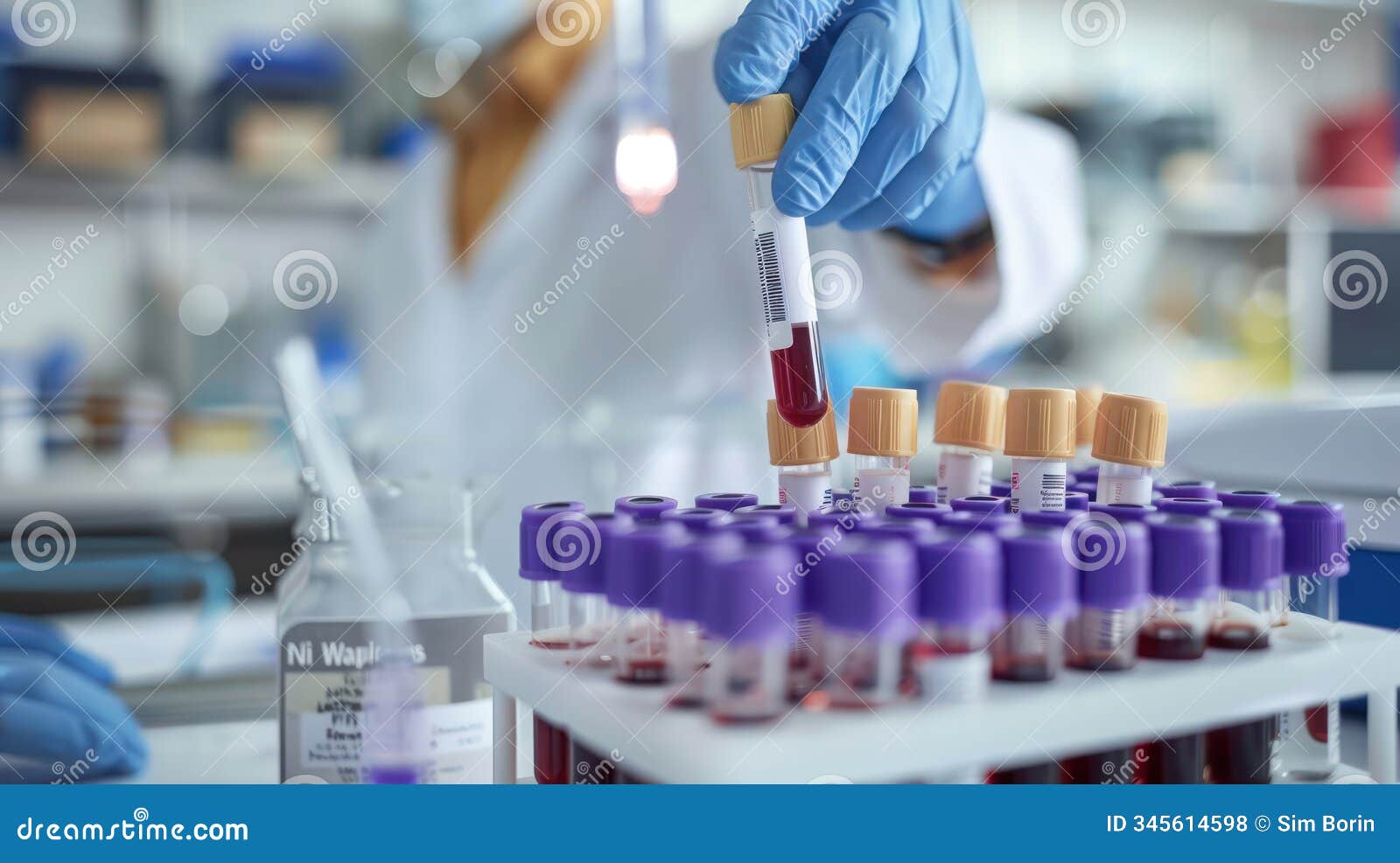 Laboratory Technician Conducting a Blood Test in a Medical Stock ...
