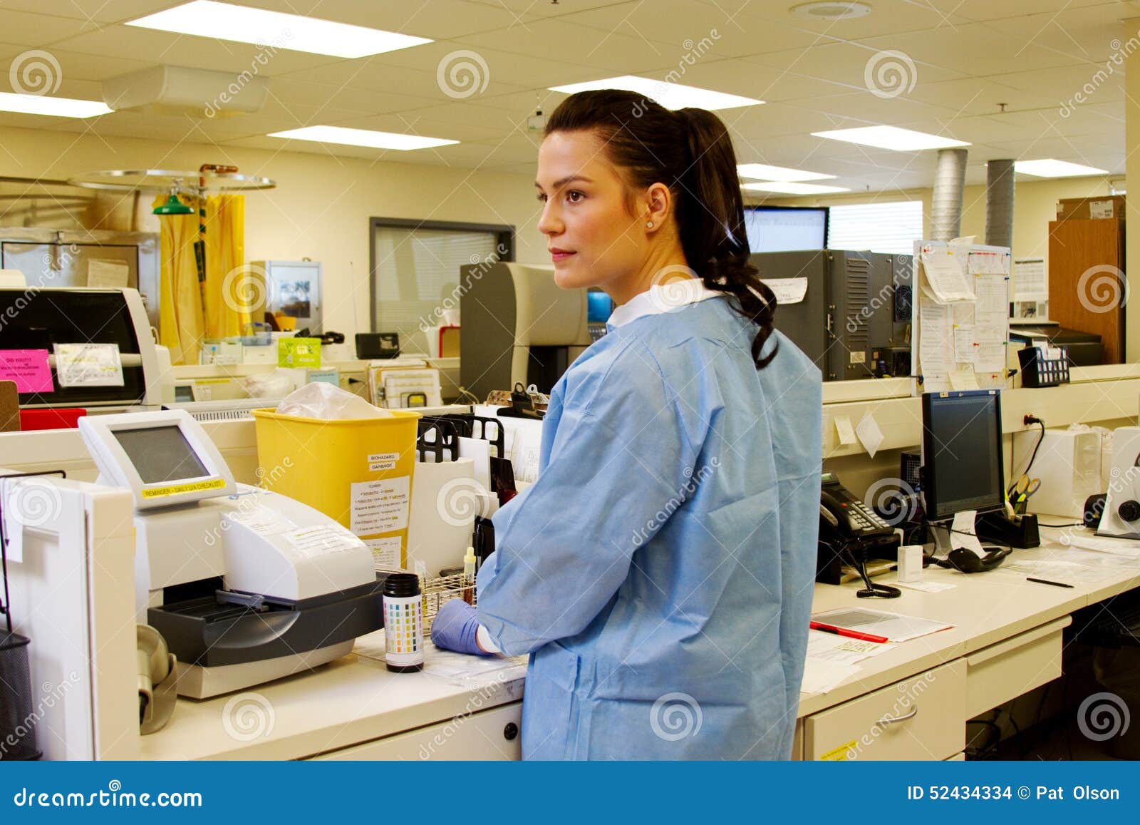 Laboratory Technician Looks Up from Work Stock Photo - Image of ...
