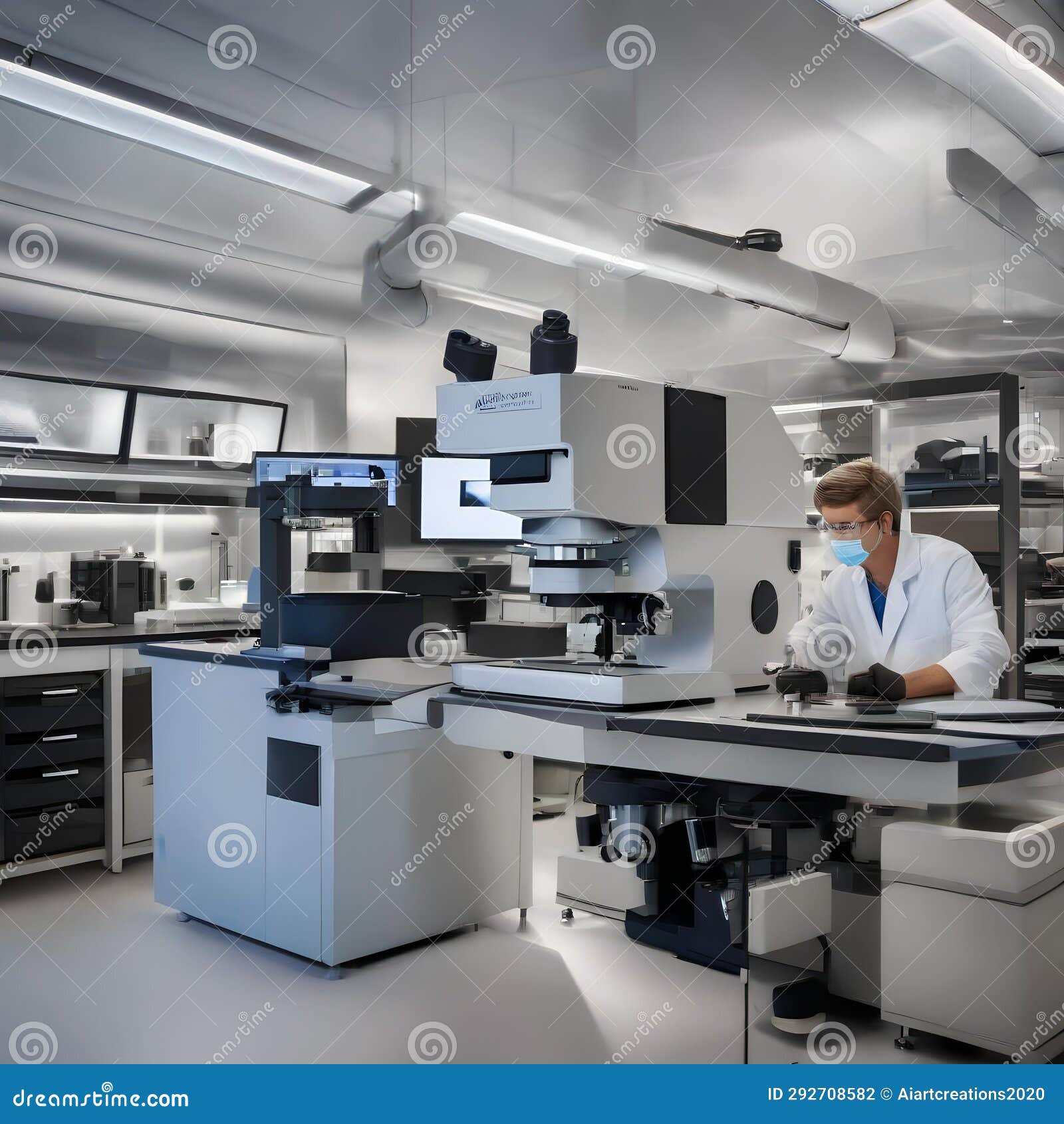 A Laboratory Technician Operating a Powerful Electron Microscope To ...