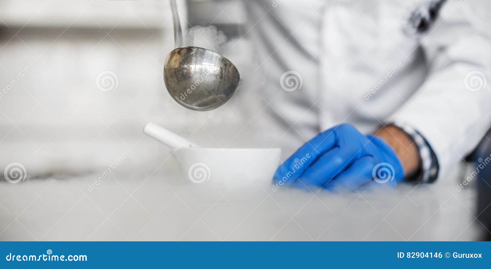 Laboratory Technician Performs an Experiment with Liquid Nitrogen Stock ...