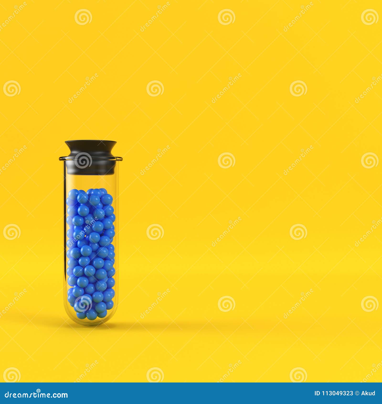 Laboratory Test Tube with Blue Spheres Inside and Rubber Stopper Stock ...