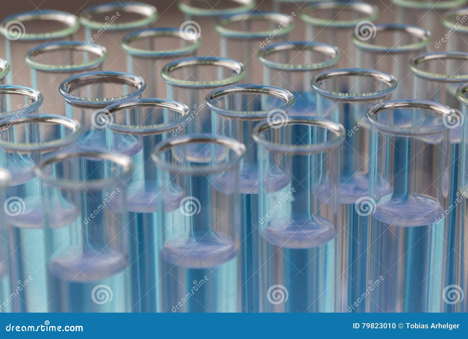 Laboratory Test Tubes with Blue Liquid Stock Photo - Image of flask ...