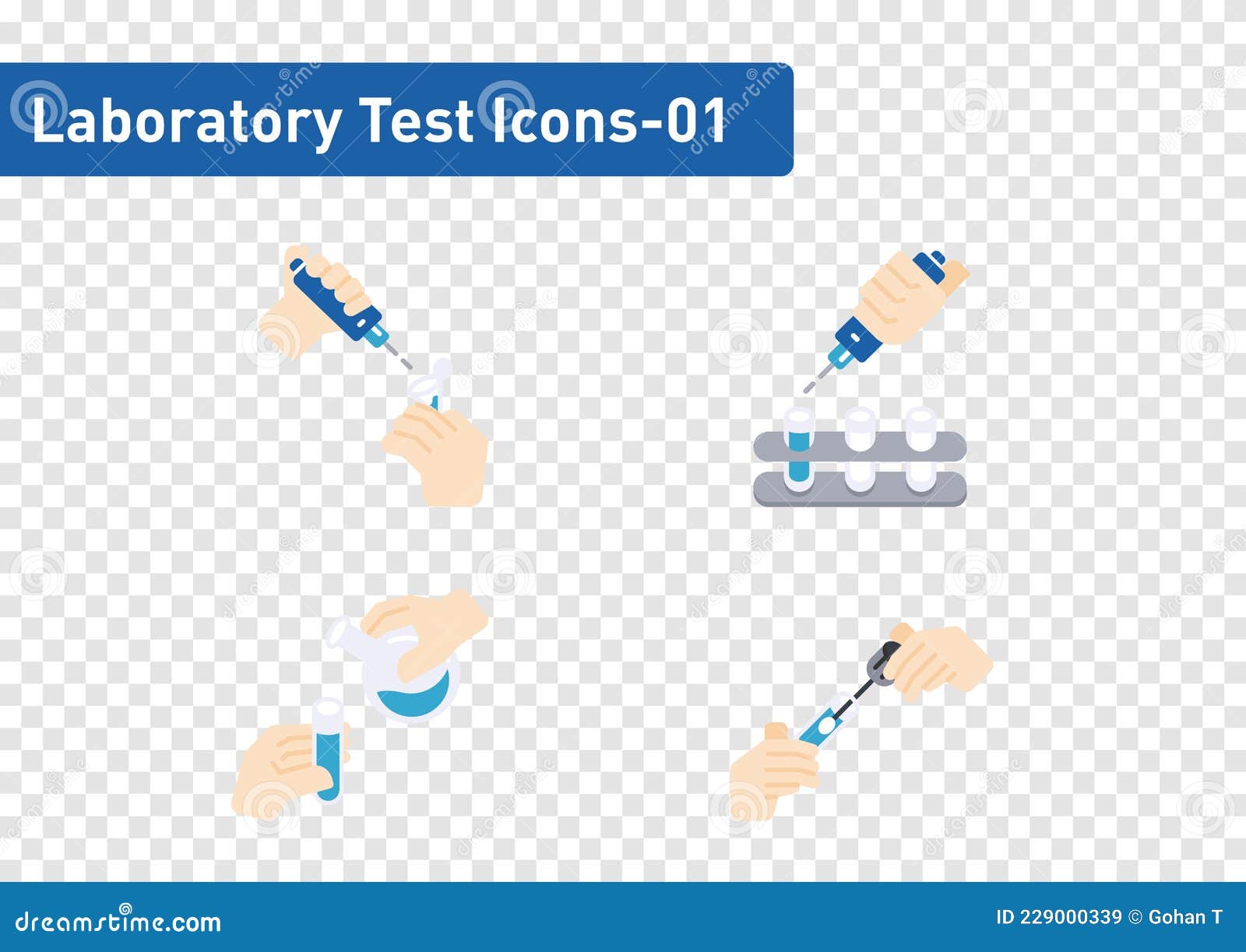 Laboratory Tests Flat Icon Set Isolated on Transparency Background Ep01 ...