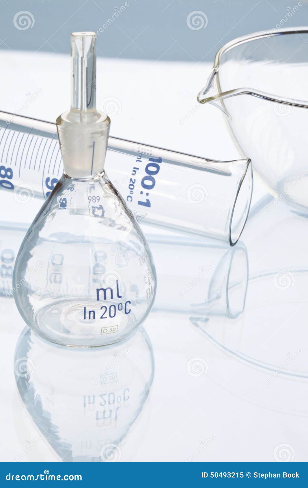 Laboratory Vessels on Table Stock Image - Image of biotechnology ...