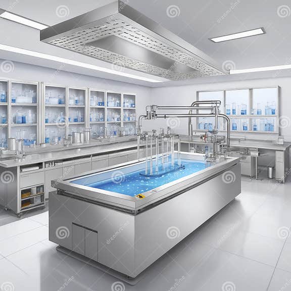 Laboratory Water Bath in a Controlled Environment Stock Illustration ...