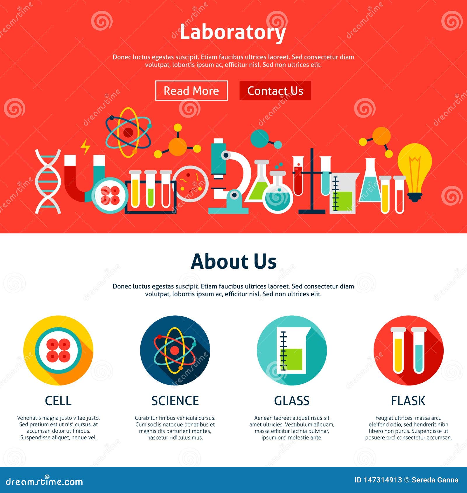 Laboratory Website Design stock vector. Illustration of bottle - 147314913