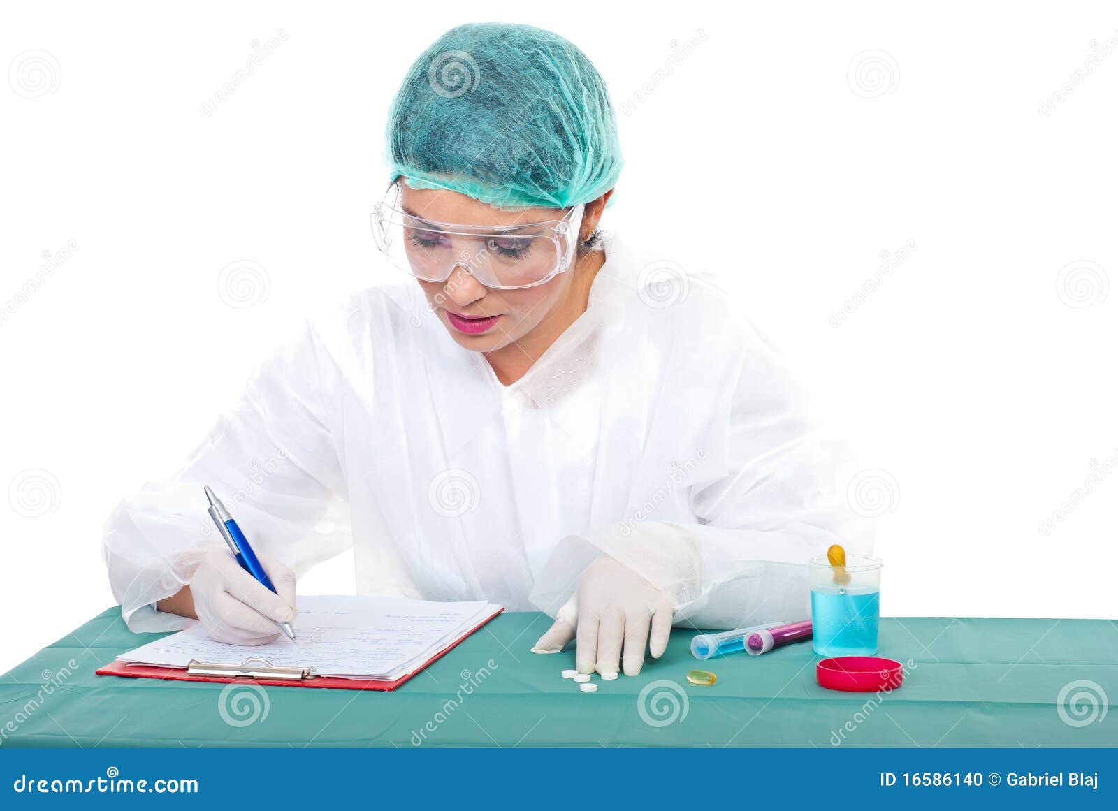 Laboratory Woman Taking Notes Stock Photo - Image of laboratory, adult ...
