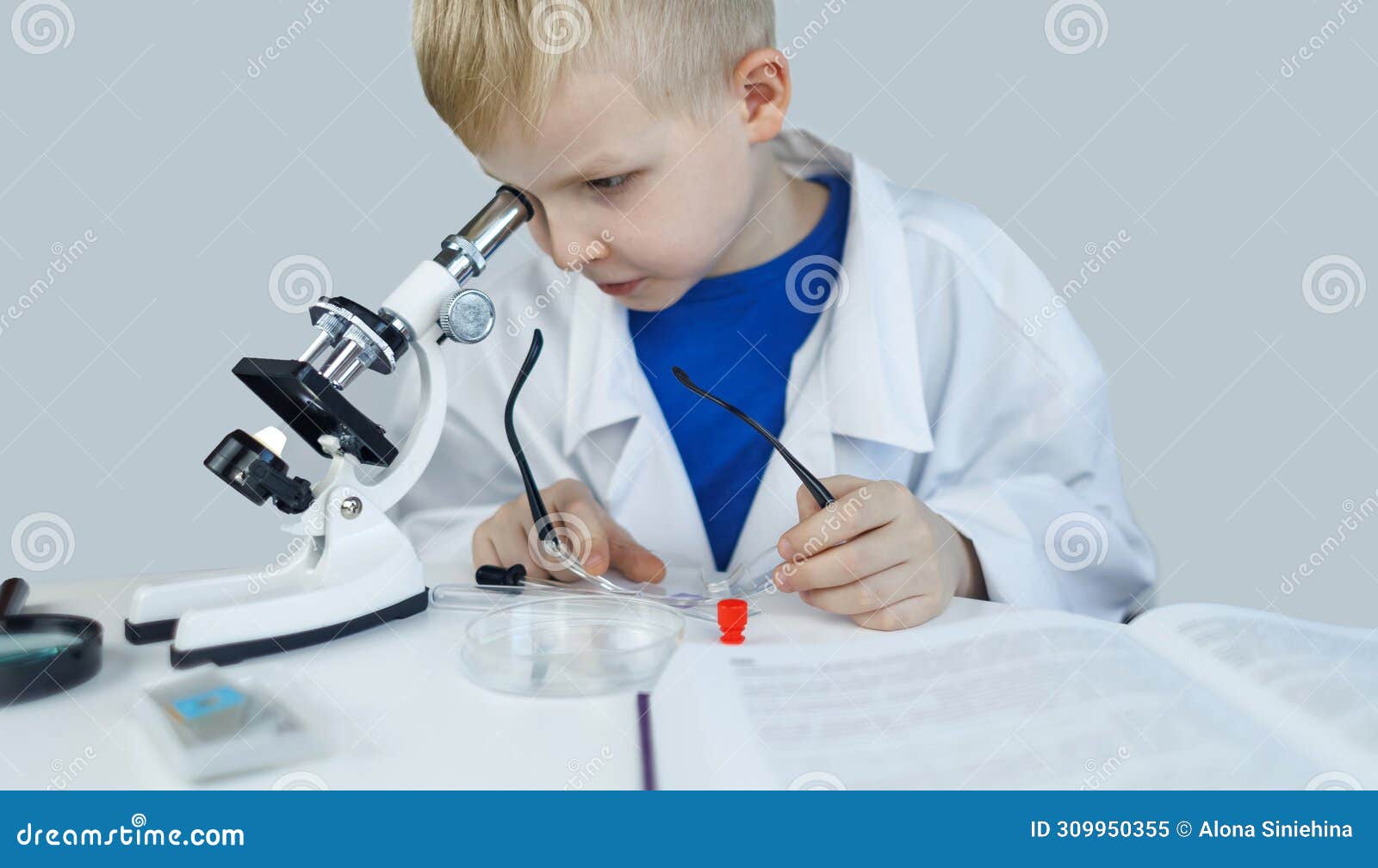 Child Chemist. Teacher Shows a Visual Experiment. a Science Mentor ...