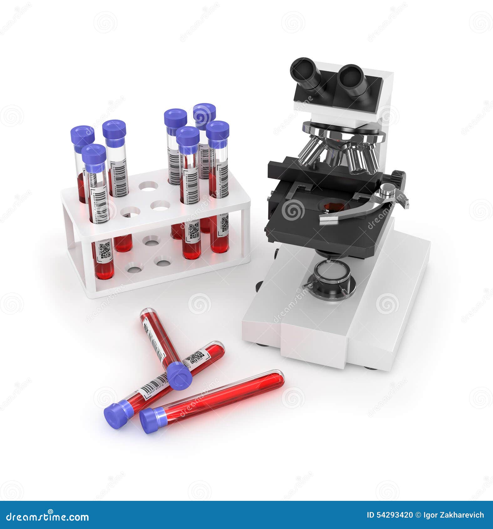 Microscope With Test Tubes Realistic Image Cartoon Vector ...