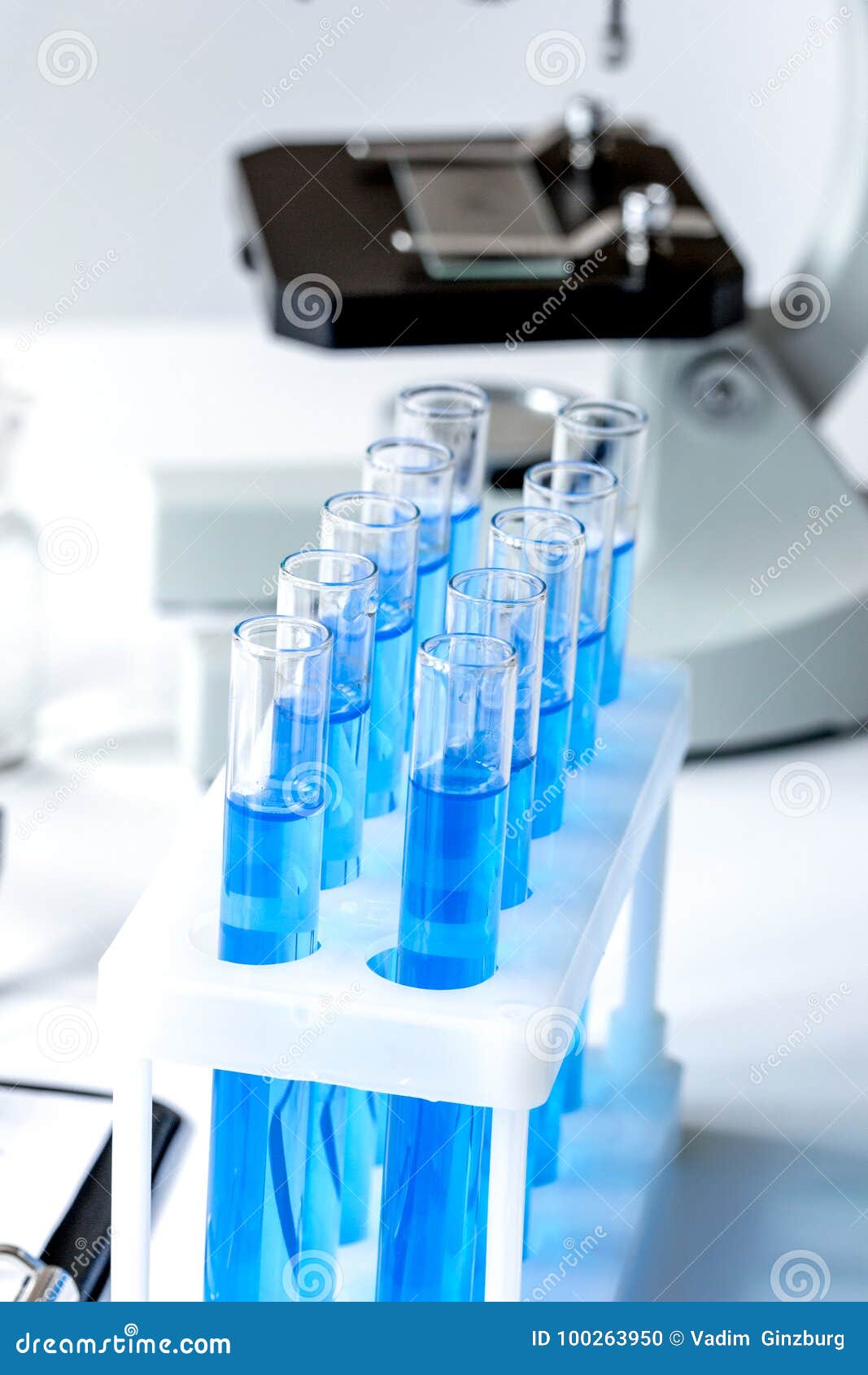 Laboratory Work with Microscope Top View Stock Photo - Image of ...