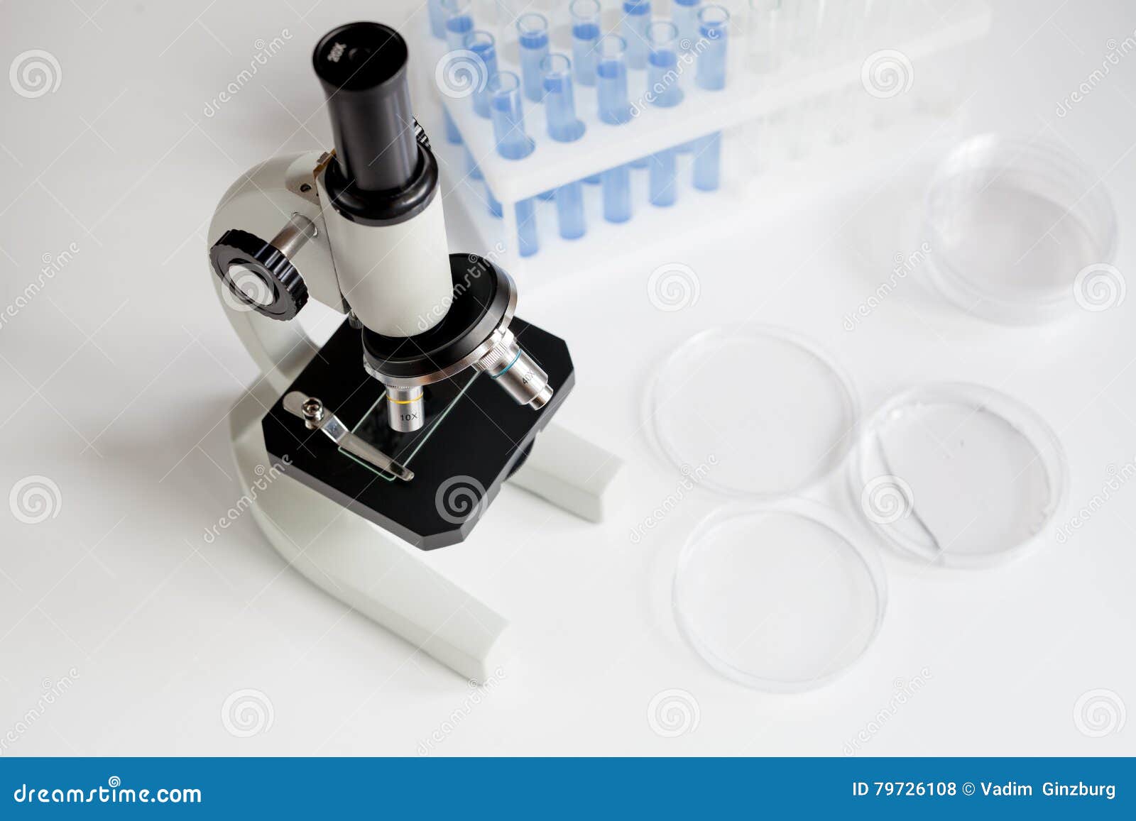 Laboratory Work with Microscope Top View Stock Photo - Image of ...