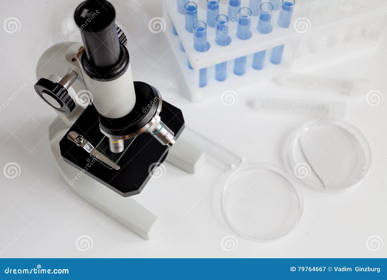 Laboratory Work with Microscope Top View Stock Image - Image of ...