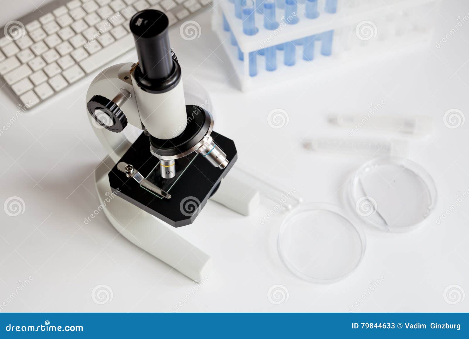Laboratory Work with Microscope Top View Stock Image - Image of ...