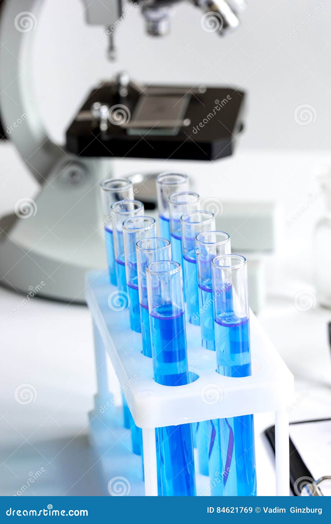 Laboratory Work with Microscope Top View Stock Image - Image of ...