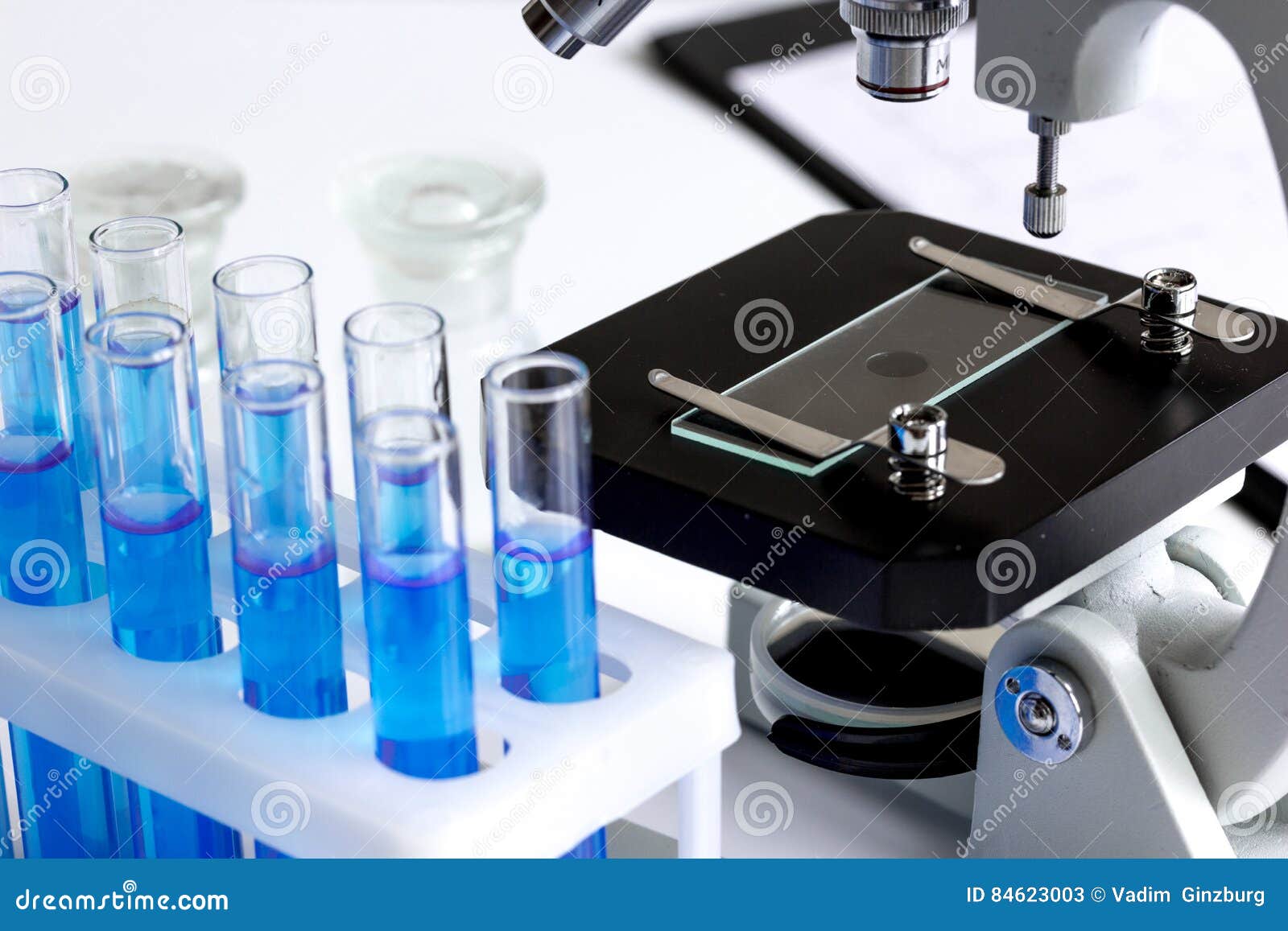 Laboratory Work with Microscope Top View Stock Image - Image of ...