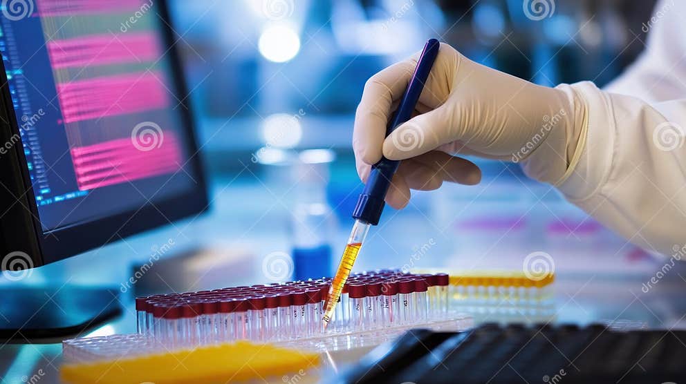 Laboratory Work with Pipette and Test Tubes Stock Illustration ...