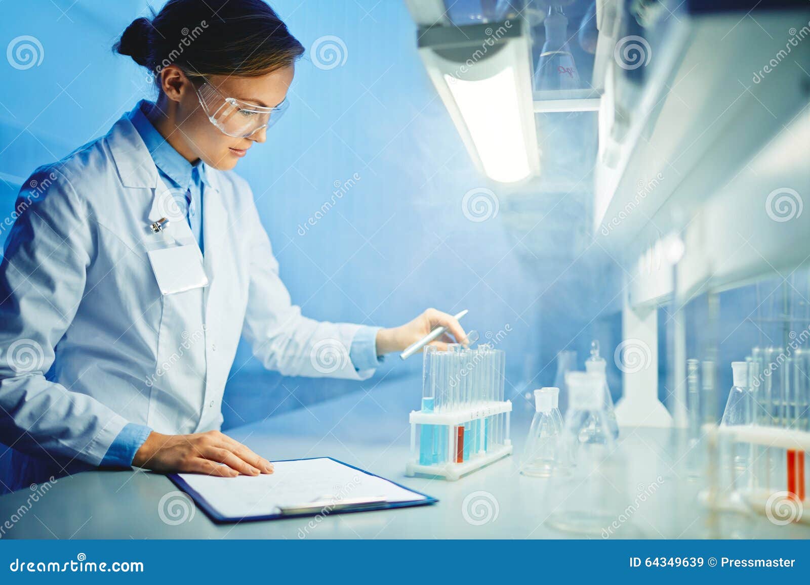 Laboratory work stock image. Image of eyeglasses, substance - 64349639