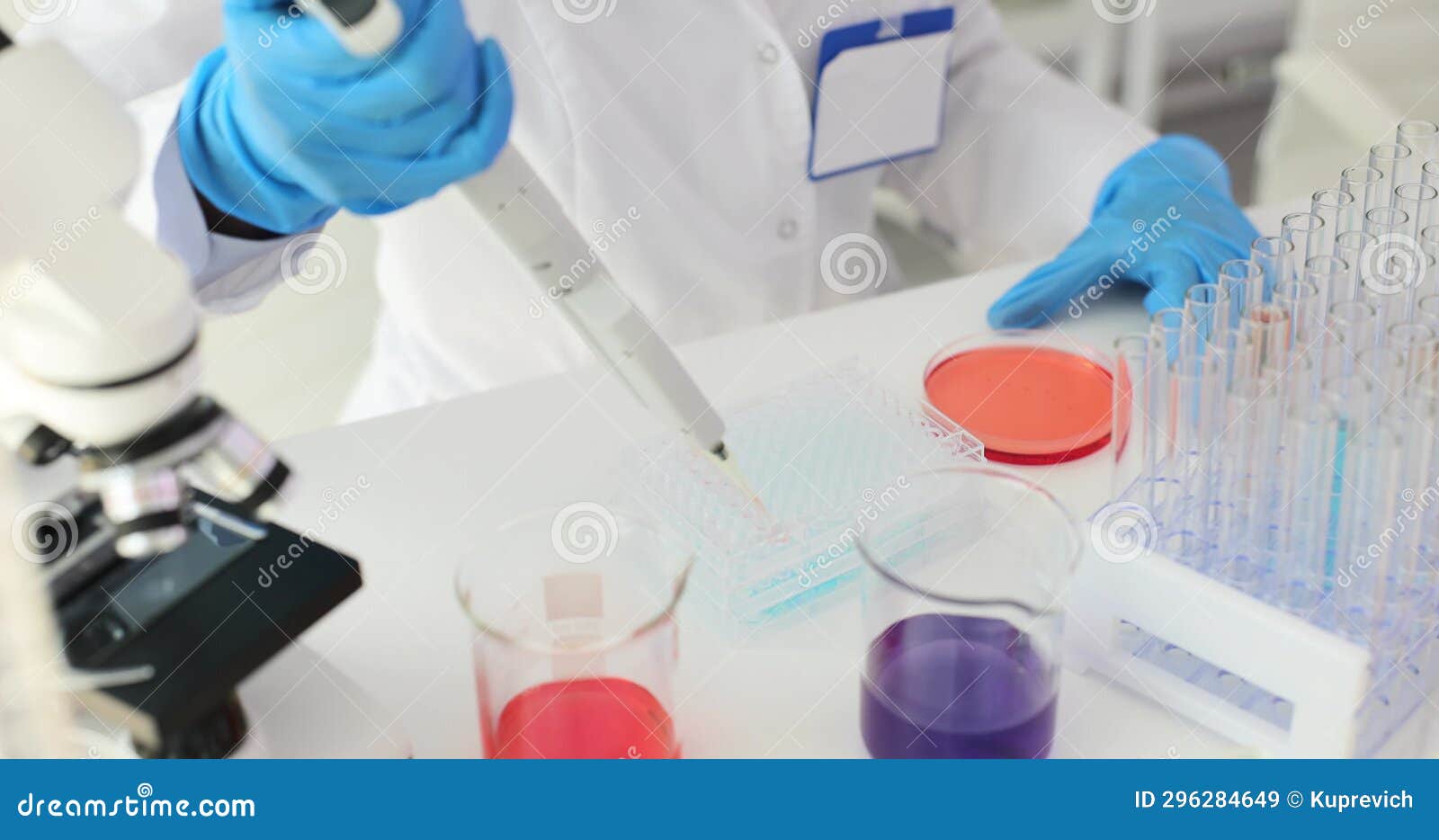 Laboratory Worker Draws Sample into Device for Making Smear Stock Video ...