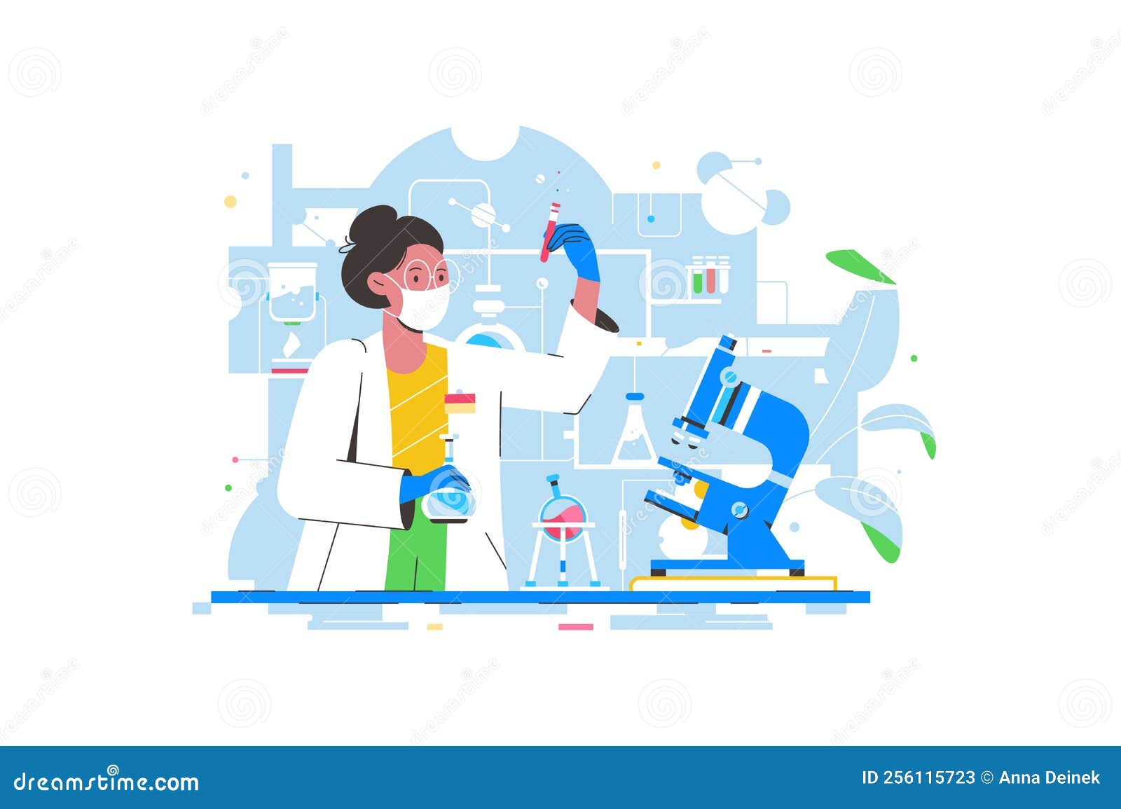 Laboratory Worker Examine Test Material Cartoon Vector | CartoonDealer ...