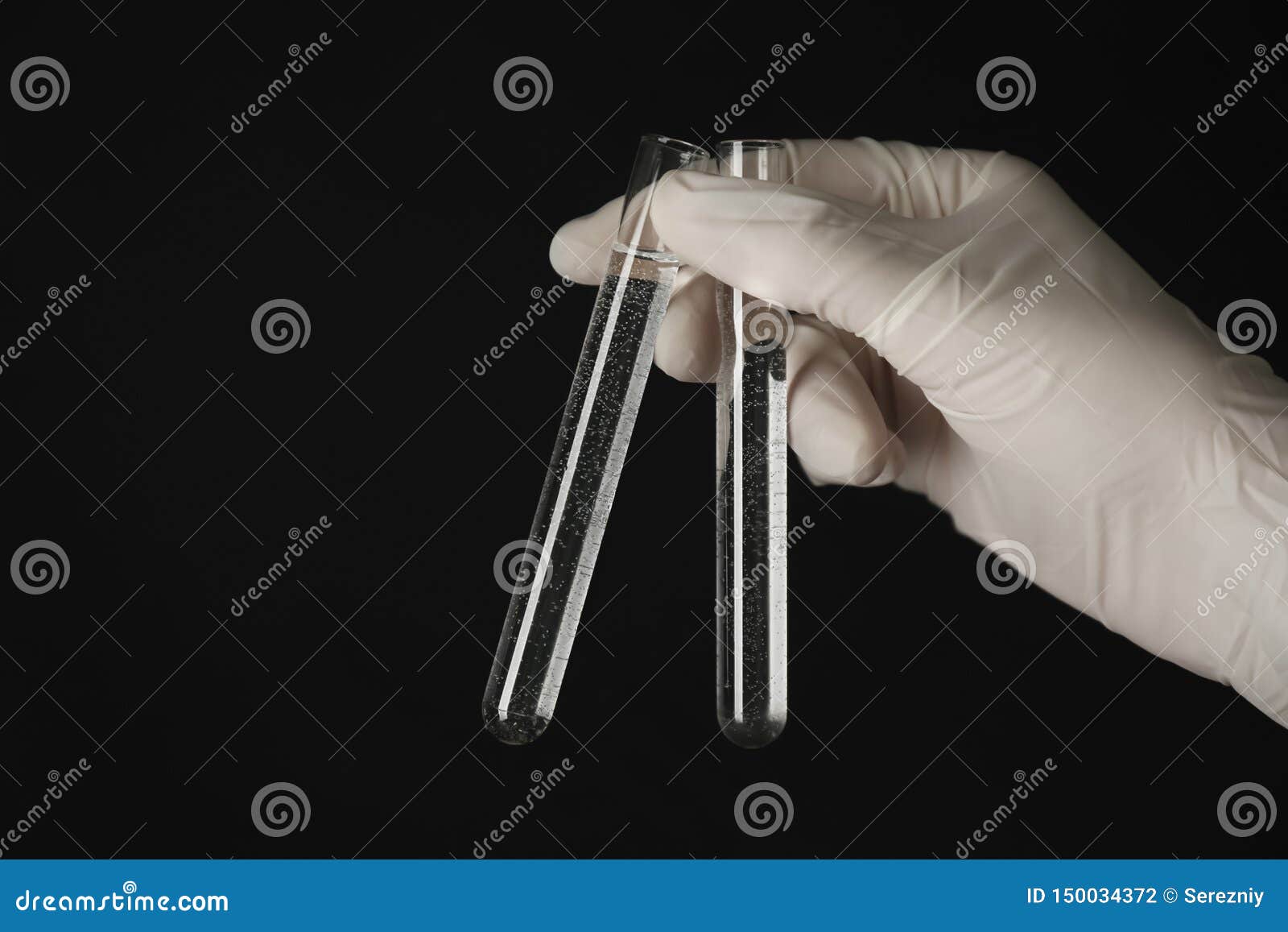 Laboratory Worker Holding Test Tubes with Water on Black Background ...