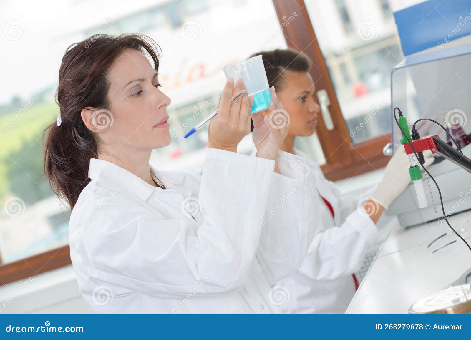 Laboratory Worker Measuring Liquid in Beaker Stock Photo - Image of ...